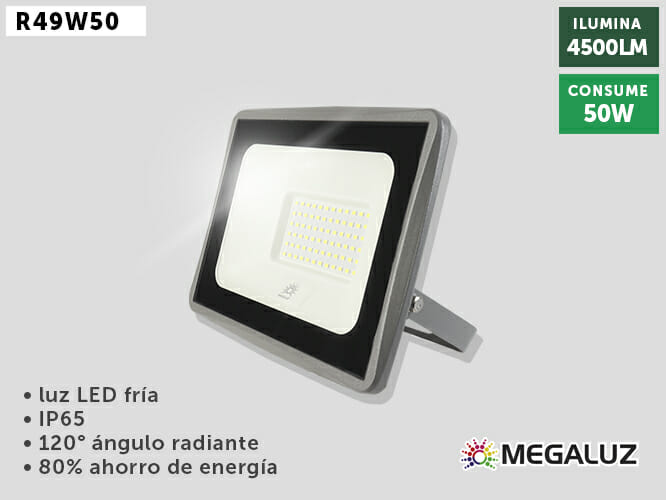 Reflector de Luz LED Megaluz R49W50 - Iluminación Fría 4500 Lúmenes ...